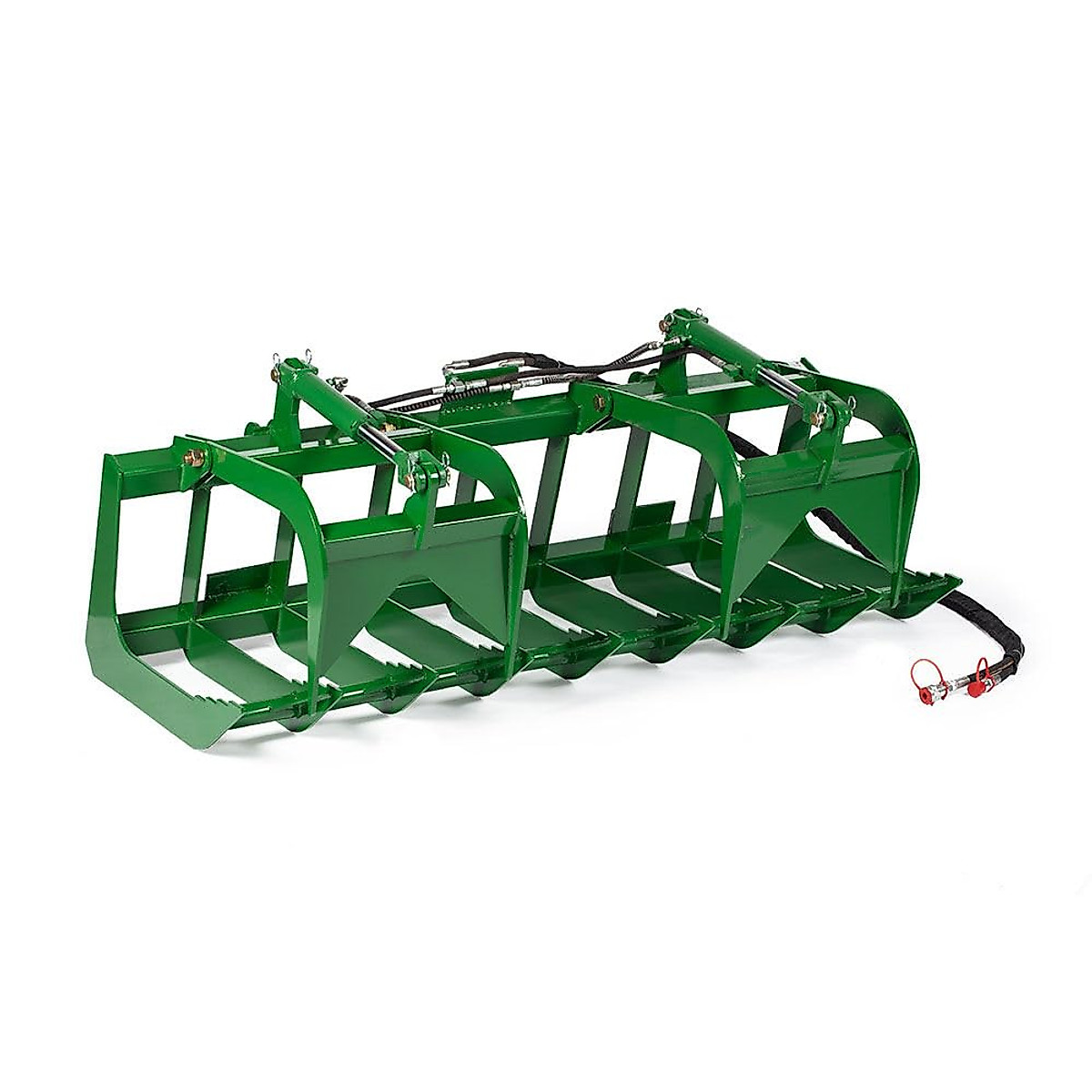 Titan Attachments 72in Economy Grapple Bucket Attachment Fits John Deere Tractors, 3/8in Thick Steel Frame, Hook and Pin Mounting System