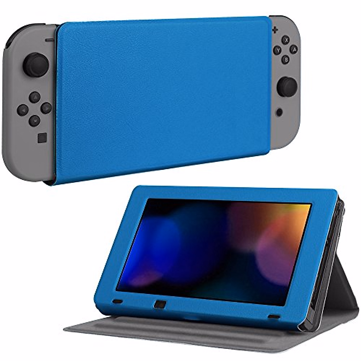 Fintie Protective Case for Nintendo Switch - [Multi-Angle Viewing] Ultra Slim Vegan Leather Play Stand Cover with Elastic Strap for Nintendo Switch 2017 - Royal Blue