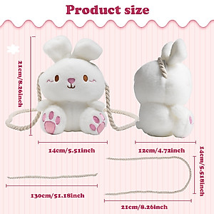 ZIIVARD Plush Bunny Crossbody Messenger Shoulder Bags Cartoon Rabbit Plush Chain Bag (White)