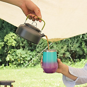 MEWAY 12oz Insulated Wine Tumbler with Lid and Straw - Double Wall Vacuum Stainless Steel Wine glass, for Travel and Office, Baby shower prizes for winners(Light Green,1)