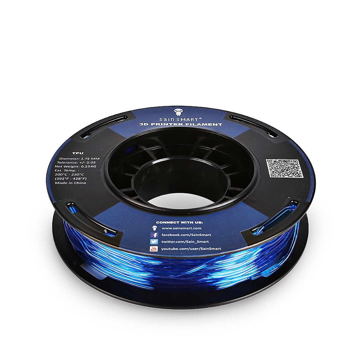SainSmart - TPU-BLU-0.25KG1.75 SAINSMART 1.75mm 250g Flexible TPU 3D Printing Filament, Dimensional Accuracy +/- 0.05 mm (Blue)