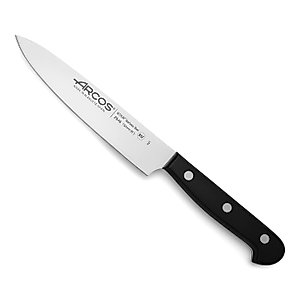 ARCOS Chef Knife 6 Inch Stainless Steel. Cooking Knife to Cut and Peel Small Food. Ergonomic Polyoxymethylene Handle and 150mm Blade. Series Universal. Color Black
