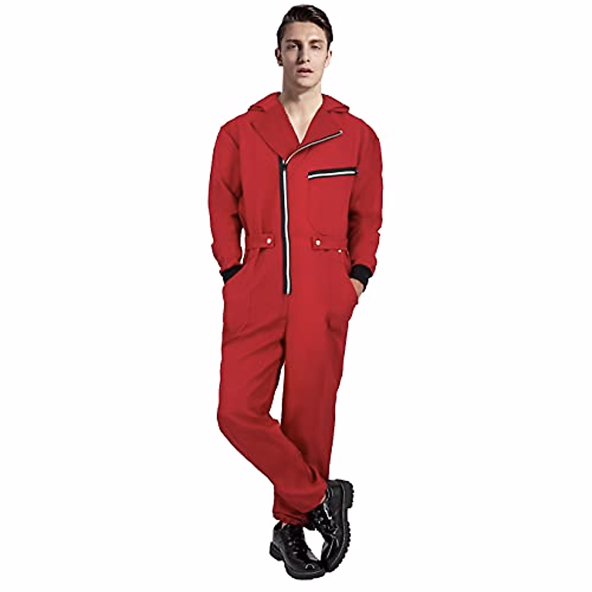 Men Red Jumpsuit Cosplay Costume for Halloween Role Playing Dressing up Adults Money Outfit S-XXL (X-Large)