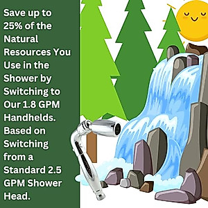 High Sierra Showerheads® - Solid Metal Handheld Shower Head with Pressure and Flow Control Valve - Low-Flow 1.8 GPM - Chrome