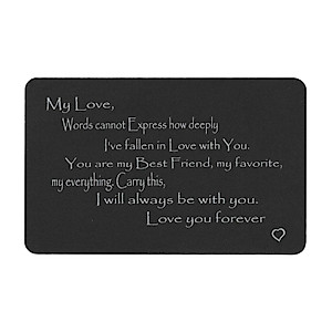 Personalized Text Engraving Wallet Insert Card (Black)
