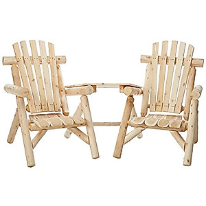 Lakeland Mills CFU329 Cedar Log Vista Tete Outdoor Chairs, Natural