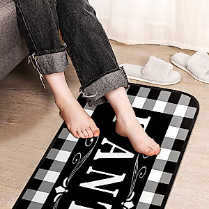 Buffalo Plaid Pantry Kitchen Rug 40 x 20 Inch Non-Slip Cushioned Comfort Entryway Door Mats Perfect Carpet for Home Decor