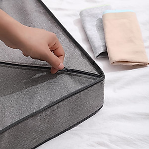 BESTUNIHOM Collapsible Underwear Organizer, 16 Cell Oxford Closet Drawer Dividers for Women Men Kids Panties,2pcs Grey NYSN01-GR16C2P