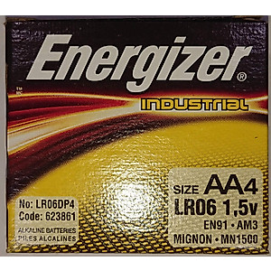 Energizer EN91 Industrial Alkaline Batteries, AA (Box of 144 Batteries) - Made in The USA or Singapore