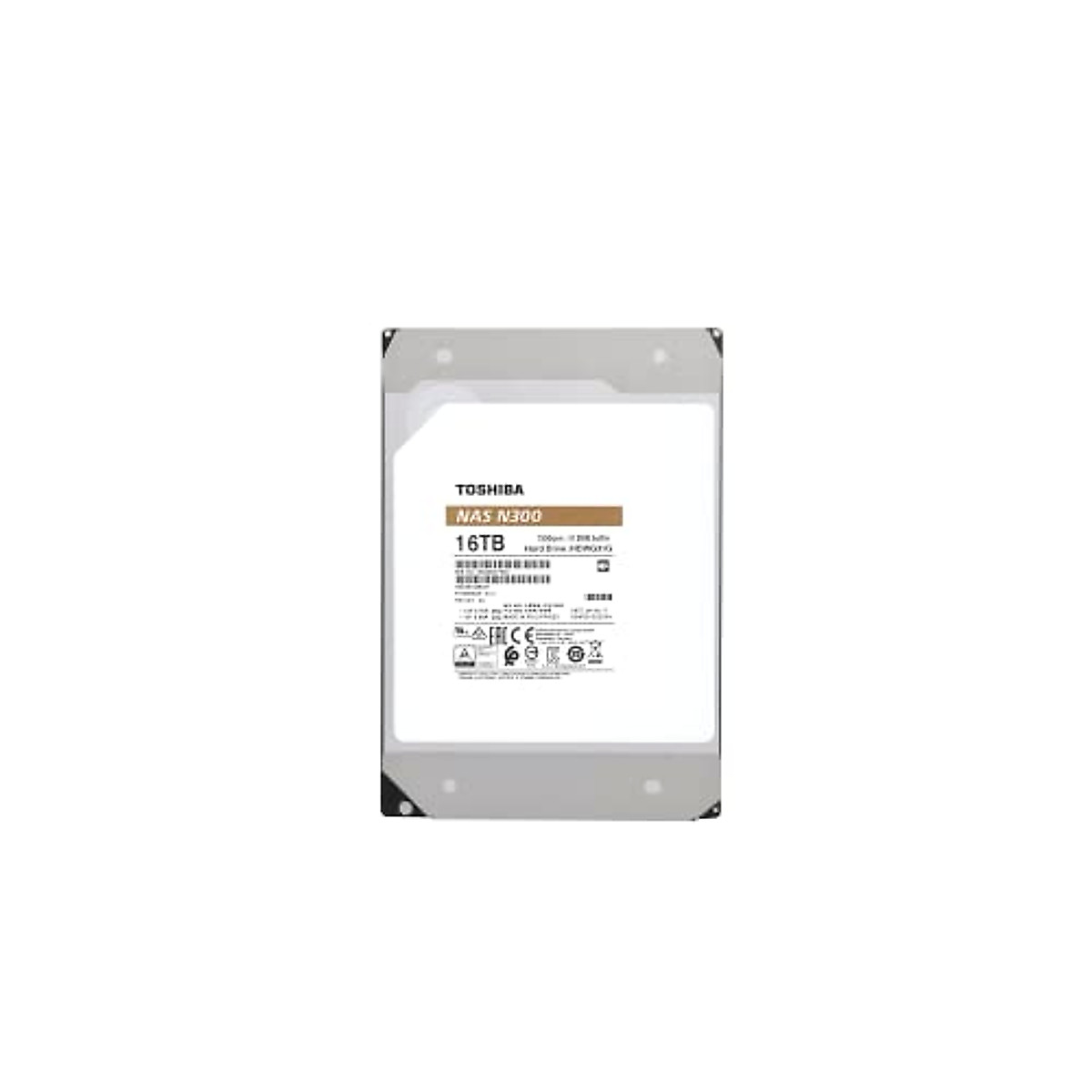 Toshiba 16TB N300 NAS 3.5 Inch SATA Internal Hard Drive. 24/7 Operation, Supports 1-8 Bay Systems, 512 MB Cache, 180TB/Year Workload, 3 Year Warranty (HDWG31GUZSVA)