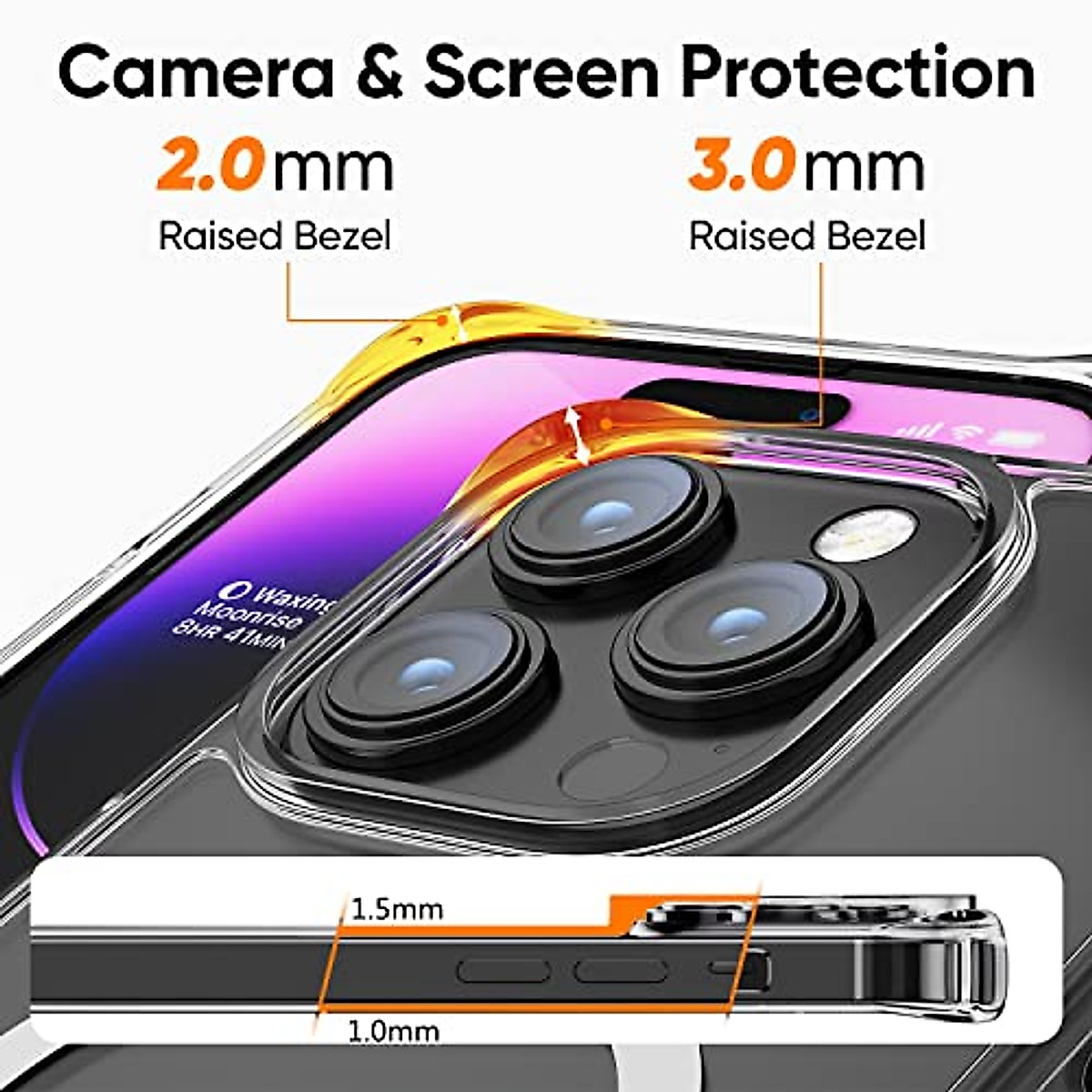 SUCGLES for iPhone 14 Pro Case, Compatible with MagSafe, Shockproof Military Grade Protection, Non-Yellowing, Strong Magnetic Slim Phone Cover for Apple 14pro, 6.1in (A-Magnet Clear Bumper)
