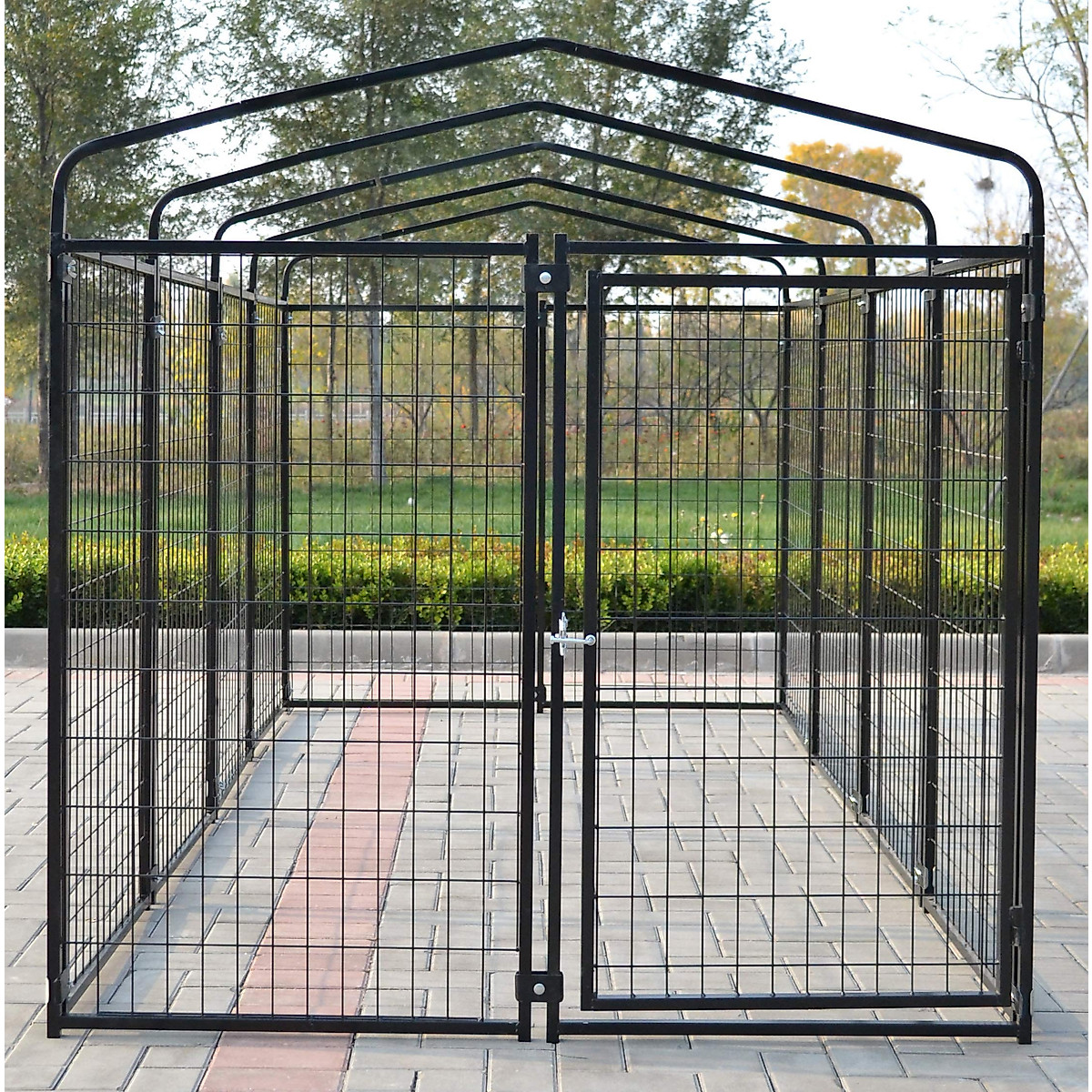Omitree New Modular Dog Kennel Heavy Duty Welded Steel Panel Pet Cover 5' W x 10' L x 5.5' H