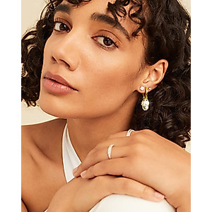 Awinesn Gold Earrings for Women Sparkly 5A Cubic Zirconia Earrings Danity 14k Gold Plated Hoop Dangle Earrings Statement Dangling Earrings Jewelry Gifts for Women