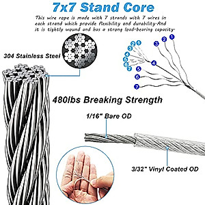 HDYAR 84 Pcs Sun Shade Sail Hardware Kit with Cable Wire Rope for Rectangle Square Triangle Shade Sail Installation, 6 inch 304 Grade Stainless for Garden,Outdoors,DIY Crafts,Railing