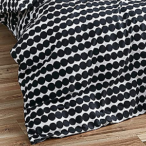 MARIMEKKO - Queen Duvet Cover Set, Cotton Bedding with Matching Shams & Button Closure, All Season Home Decor (Rasymatto Black, Queen)