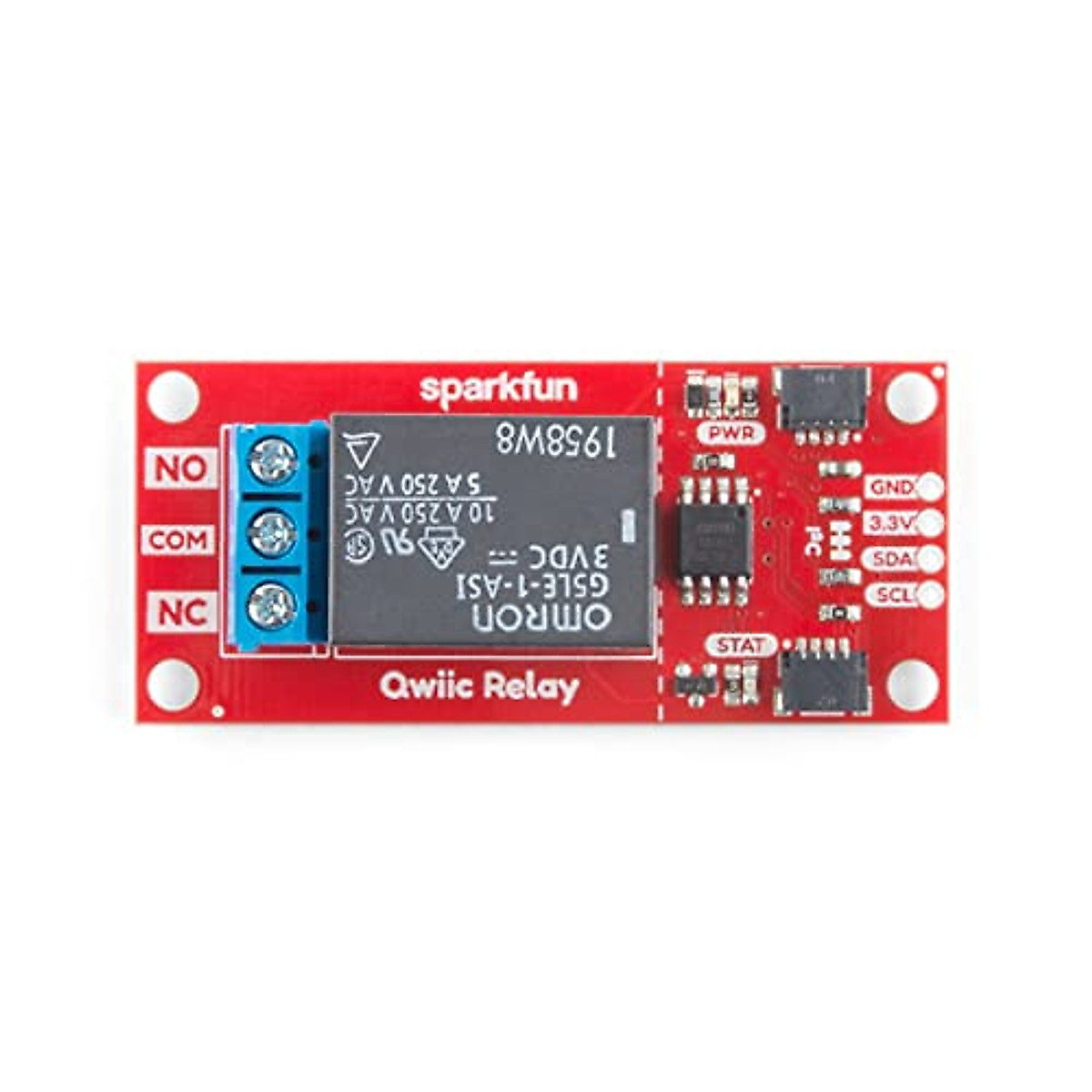 SparkFun Qwiic Single Relay-Up to 5.5A at 240VAC Multiple I2C addresses Available Turn on/Off high Power Device from Low Power microcontroller No Soldering Large Power Loads w/Simple I2C Commands