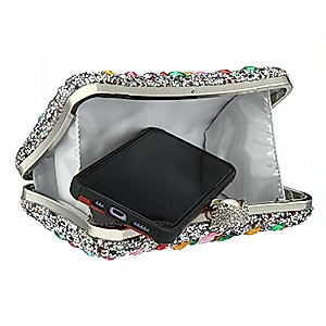Rhinestone Purse For Women, Evening Handbags Clutch Purses For Wedding and Cocktail Party (Silver)