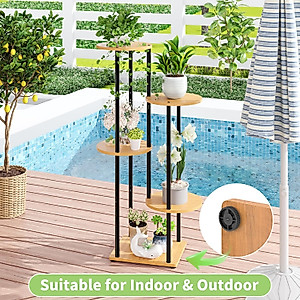 Simple Trending Plant Stand Indoor, 5-Tier Wood Flower Pot Plant Shelf for Multiple Tall Metal Flower Holder for Patio Garden Living Room Balcony Bedroom, Black