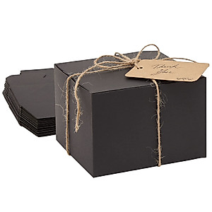 Stockroom Plus Black Paper Gift Boxes with Lids, Bulk Set with Twine and Gift Tags (5x5x3.5 In, 30 Pack)