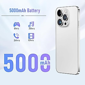 Deeptick Unlock Phone, Android 13 Cellphone, Triple SIM Card Slots, 6800mAh Battery, 6.8 inches Android Phones HD+ Screen,Face ID Qlink Cell Phones (White)