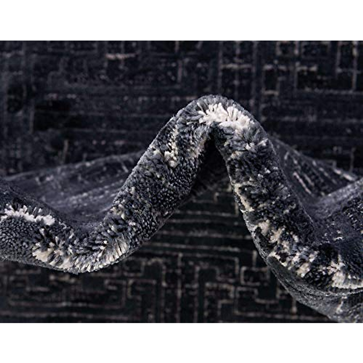 Unique Loom Uptown Collection by Jill Zarin Collection Textured Solid Geometric Modern Navy Blue Area Rug (9' 0 x 12' 0)