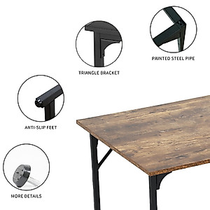 39 Inch Computer Desk, Office Desk Gaming Desk with Metal Frame, Writing Workstation for Home Office, Space Saving Computer Table for Small Space (Brown) 39x19.6x29