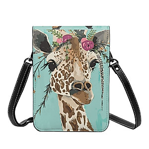 Wild Animal Giraffe Crossbody Cell Phone Bag cute Purse Bags with Shoulder Strap Holder Wallet For Women Handbag MINI Phone Bag Passport Purse Lightweight