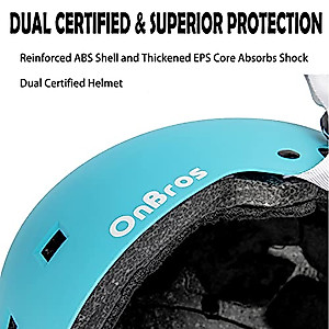 Bike Helmet, OnBros Skateboard Helmets for Adults Men and Women, Scooter Bicycle Helmets for Adults, Adjustable Womens and Mens Adult Bike Helmet, Multi-Sport Helmet for Youth and Adults