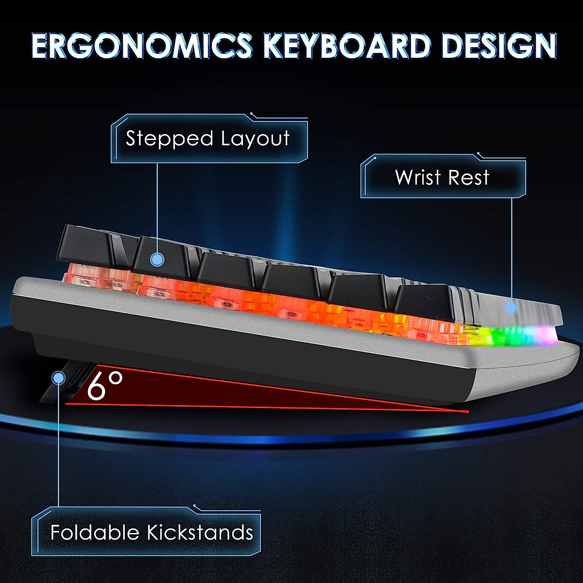 Beastron RGB Backlit Gaming Keyboard with Mouse Combo and Mouse pad, Multimedia Keyboard Knob,Mechanical Feel USB Wired Keyboard for Windows PC