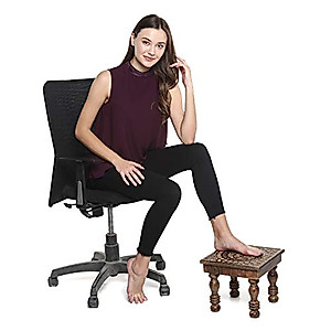 SAVON Wooden Step Stool Small Footstool footrest Table Flowers Tree of Life