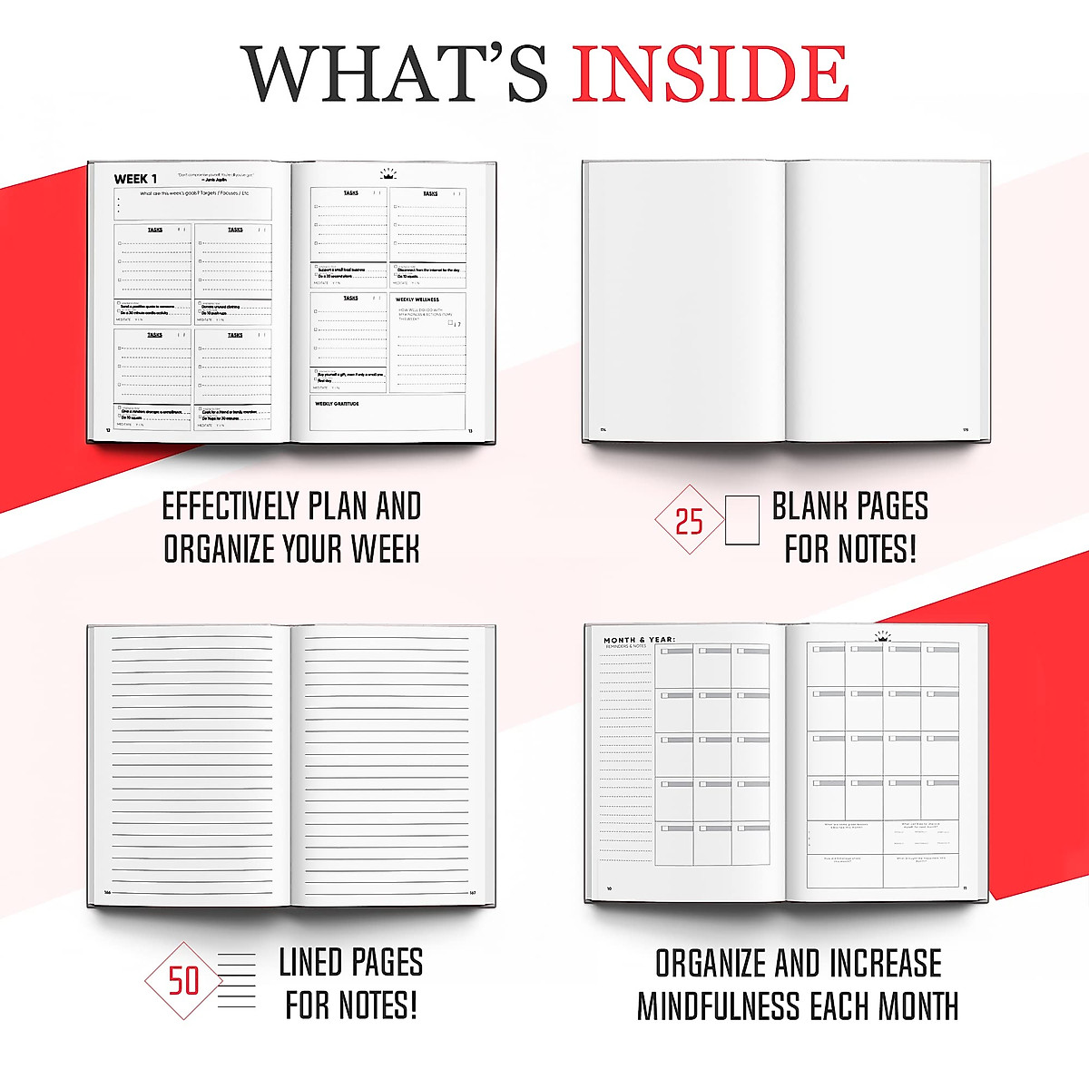 A Better Today Wellness Planner and Journal - Best Weekly and Monthly Calendar for Happiness, Gratitude, and Focus. - Achieve Your Goals to Accomplish Your Better Today - 6 Months Undated (Black)