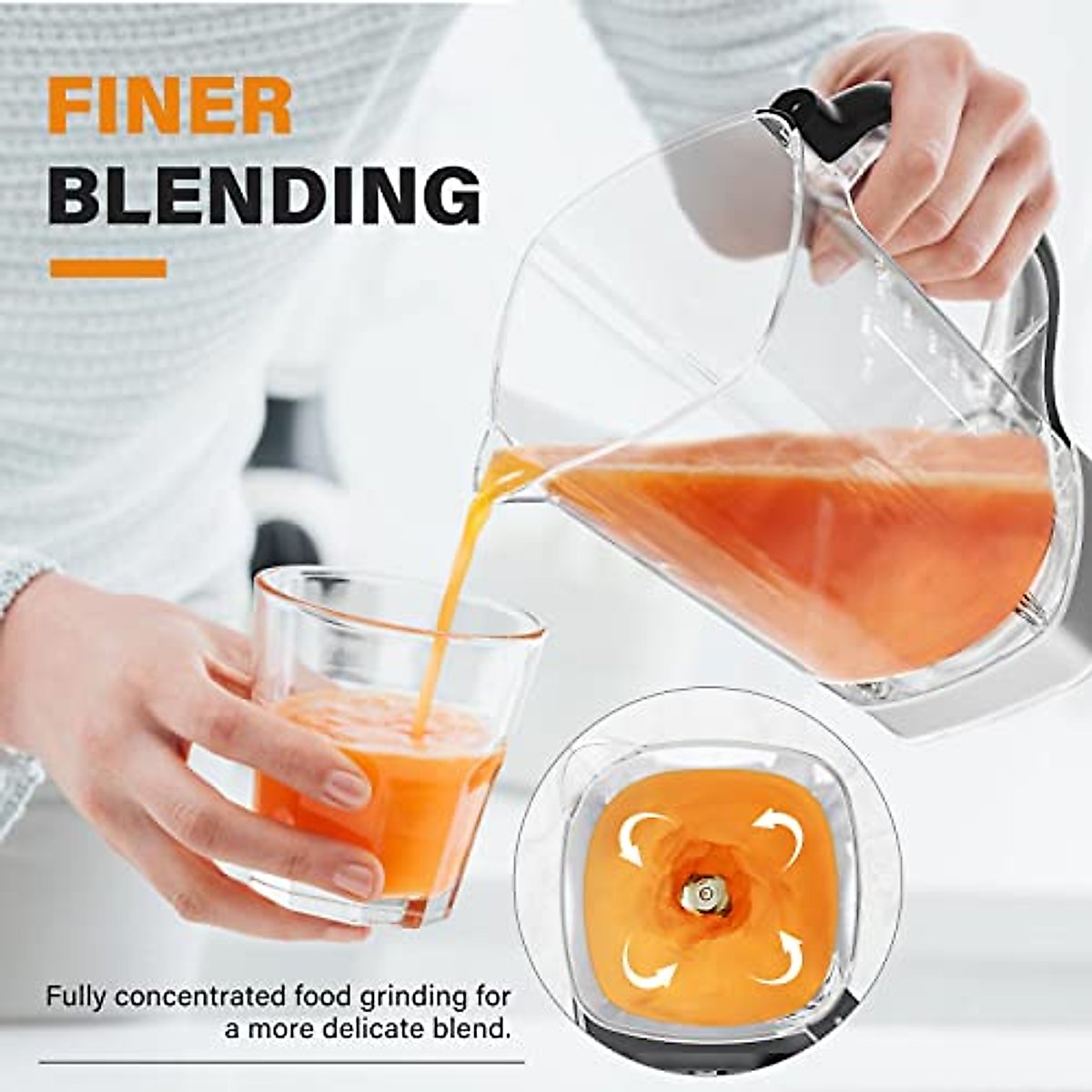 Enfmay Smoothie Blender Maker, 1450W High Performance Blender with 4 Preset Programs, 8 Speeds Control 33000RPM High-Speed, 2L Tritan BPA Free Container, Ice Crush Blender for Smoothie/Ice/Dessert/Nut