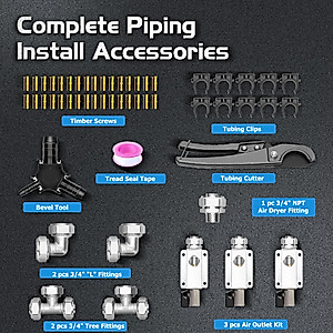 Howaoo Compressed Air Line Kit 3/4" x 100ft, Shop/Garage HDPE-Aluminum Air Line Kit for Connect Air Compressor, Compressed Air Piping System Install Kit Leak-Proof & Easy to Install