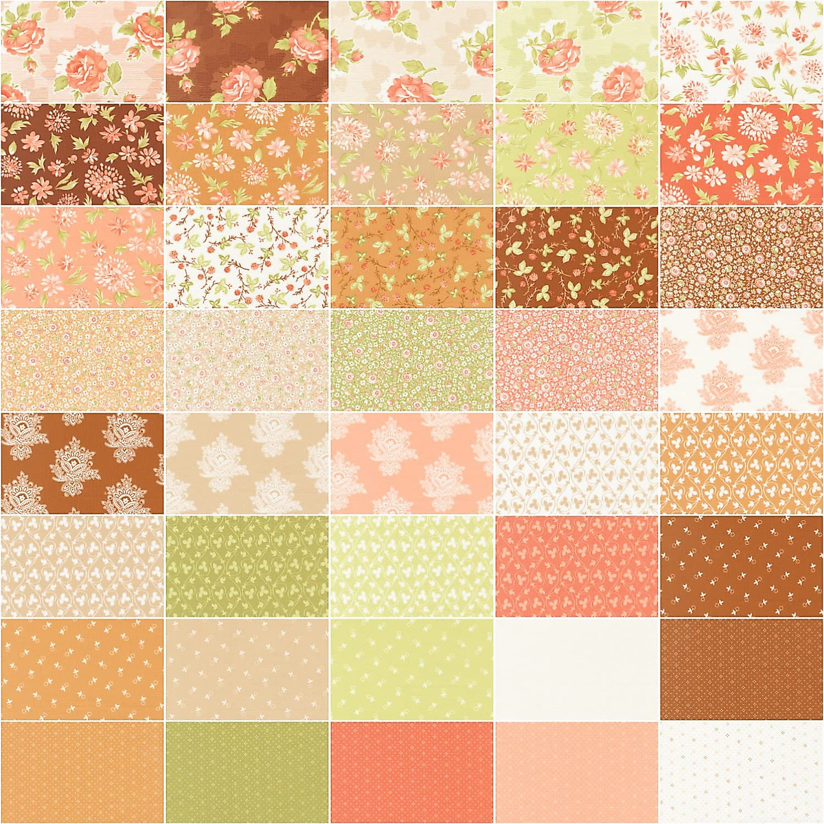 Cinnamon & Cream Charm Pack by Fig Tree & Co.; 42-5" Precut Fabric Quilt Squares