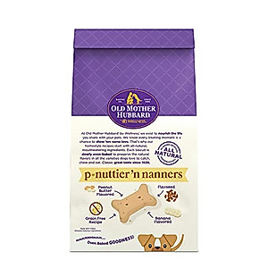 Old Mother Hubbard by Wellness Classic P-Nuttier 'N Nanners Grain Free Natural Dog Treats, Crunchy Oven-Baked Biscuits, Ideal for Training, Mini-Size, 16 ounce bag