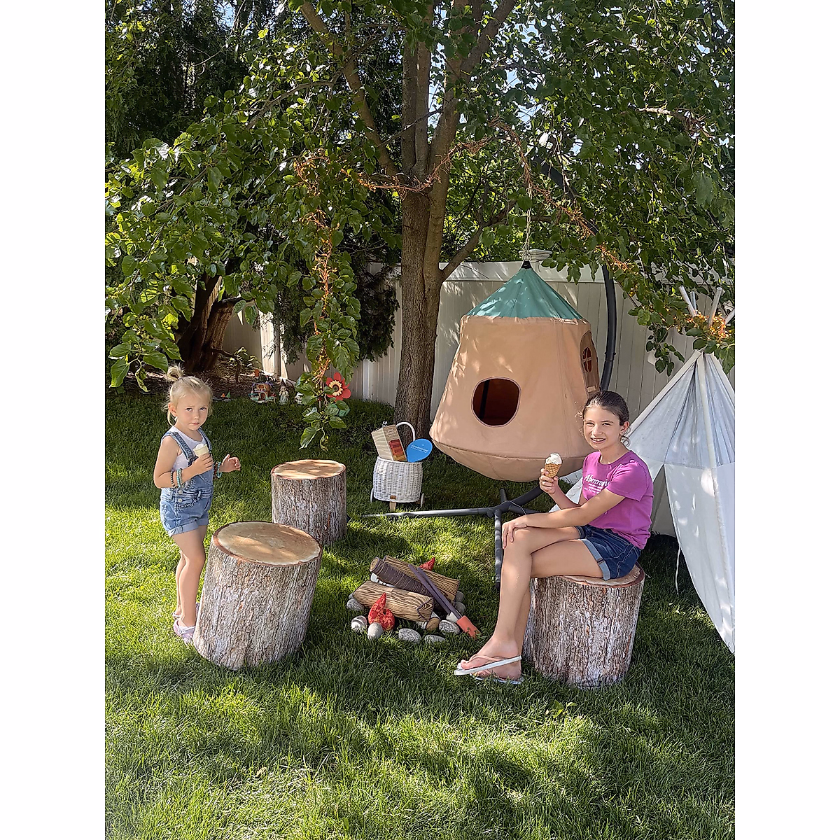 Delsit Woody Outdoor Pouf Ottoman - European Made Waterproof & Lightweight Round Seat - Stylish Home Decor & Living Room Furniture -Versatile Footrest & Seating for Indoor & Outdoor | Original Print