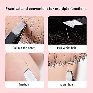Derlaier Tweezers Set, High Precision Stainless Steel Eyebrow Tweezers for Facial Hair, Inward Growing Hair and Splinter Remover Derlaier-111 Tweezers-1
