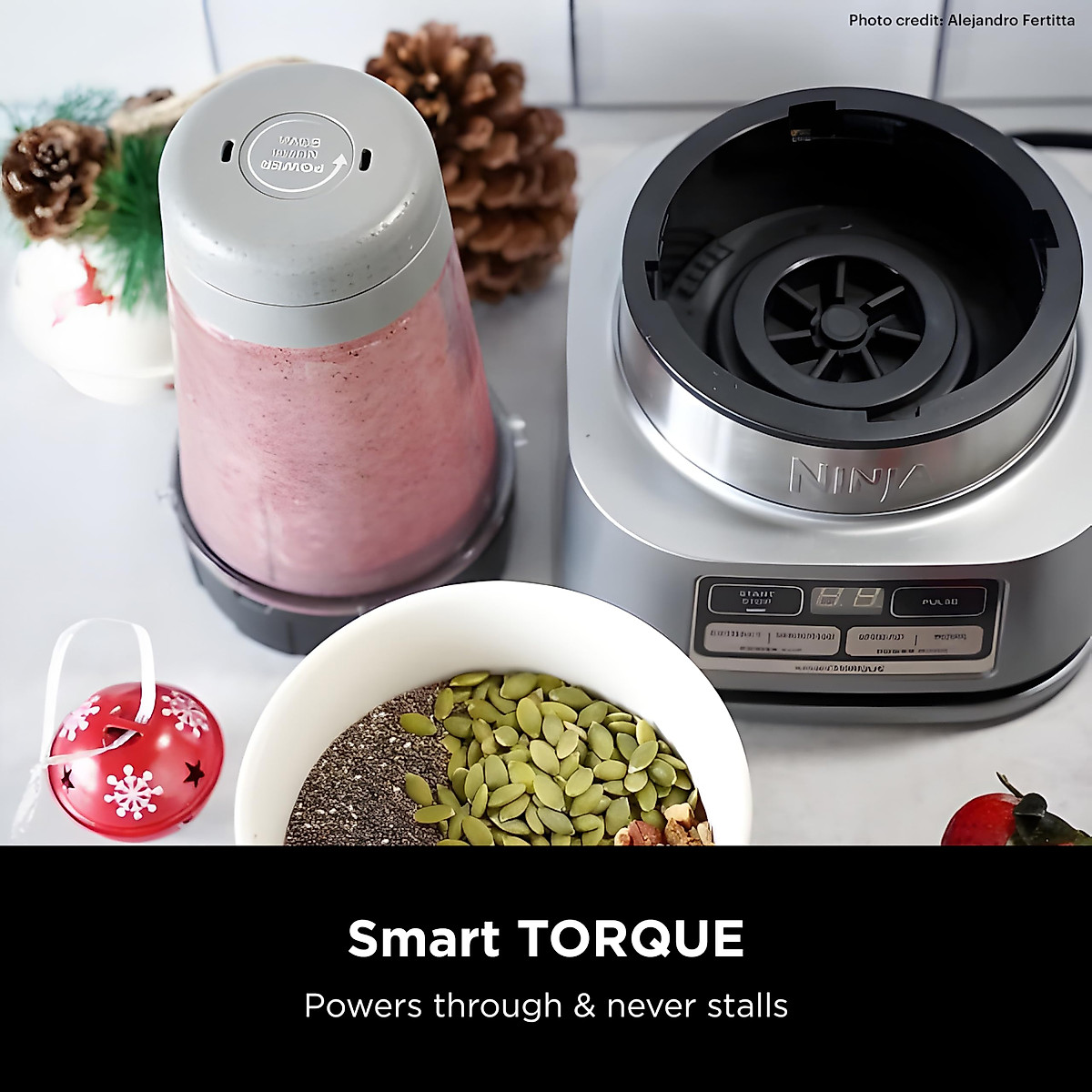 Ninja SS101 Foodi Smoothie Maker & Nutrient Extractor* 1200 WP, 6 Functions Smoothies, Extractions*, Spreads, smartTORQUE, 14-oz. Smoothie Maker, (2) To-Go Cups & Lids, Silver