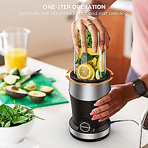 ZUUKOO KITCHEN Personal Countertop Blender,1100W Professional Blender with Contra-rotating Double Blades for Frozen Drinks,Coffee Grinder,Green & Black Juice Blender,with 21oz Cup