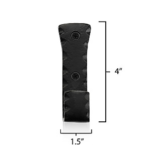 CRAFTSMAN ROAD Vintage Hammered Cast Iron Wall Hooks (Black Finish, Set of 4) - Rustic, Farmhouse Coat Hooks | Great for Coats, Bags, Towels, Hats