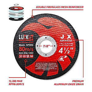 LUCKUT Cut-Off Wheels Cutting Wheel Disc 4-1/2"x3/64''x7/8'' Thin Metal Stainless Steel Cutting Cut Off Disc Blades Grinding Wheel for Angle Grinders 50-Pack