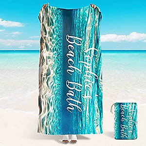 Zookao Personalized Beach Towels Ocean Waves & Sand, Personalized Gifts Custom Gifts for Men,35'' x 72'' Microfiber Absorbent Quick Dry Personalized Beach Towels with Travel Bag