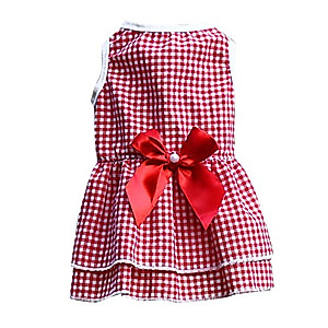 Dogs Clothes for Large Dogs Girls Dress Supplies Stripes Skirt Cat Summer Wedding Pet Plaid Dog Bow Dress Spring Knot Pet Clothes