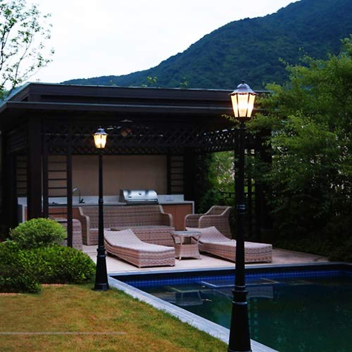 ZZYJYALG European Garden Lights Landscape Lights Retro Outdoor Home Led High Pole Garden Waterproof Outdoor Street Light E27 Courtyard Light Street Lamp Villa Garden Community High Post Lamp
