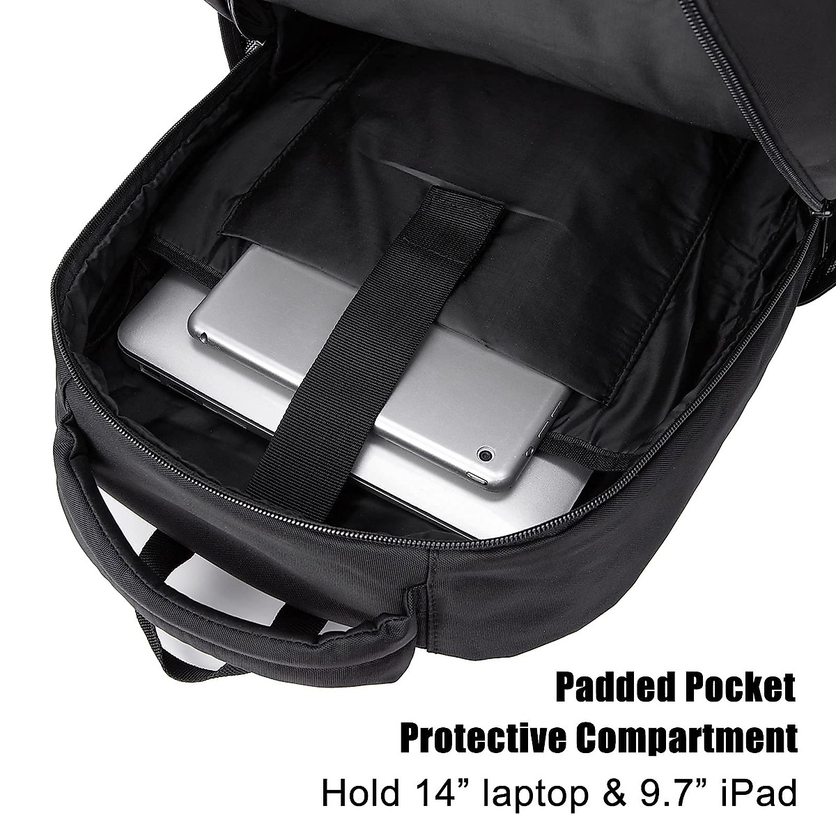 HawLander Black Backpack for School or Business Work, with Padded Laptop Compartment, Small, 25L