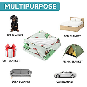 SKT T1 Frog Blanket Cute Frog Mushroom Green Throw Blankets for Kids Girls Boys Adults, Funny Frog Gifts for Frog Lovers, Soft Fluffy Cozy Flannel Blankets for Nap Bed Couch Office 60"x50"