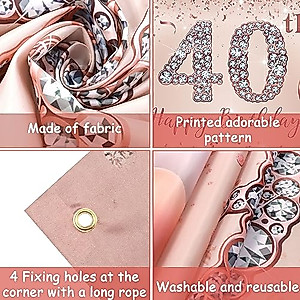 Trgowaul 40th Birthday Decorations for Women, Pink Rose Gold 40th Birthday Banner Backdrop 40 Birthday Party Decorations for Women Turnin 40, 40 & Fabulous Birthday Background Birthday Gift for her