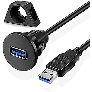 Small USB 3.0 Male to Female AUX Flush Panel Mount Extension Cable for Car Truck Boat Motorcycle Dashboard 3ft