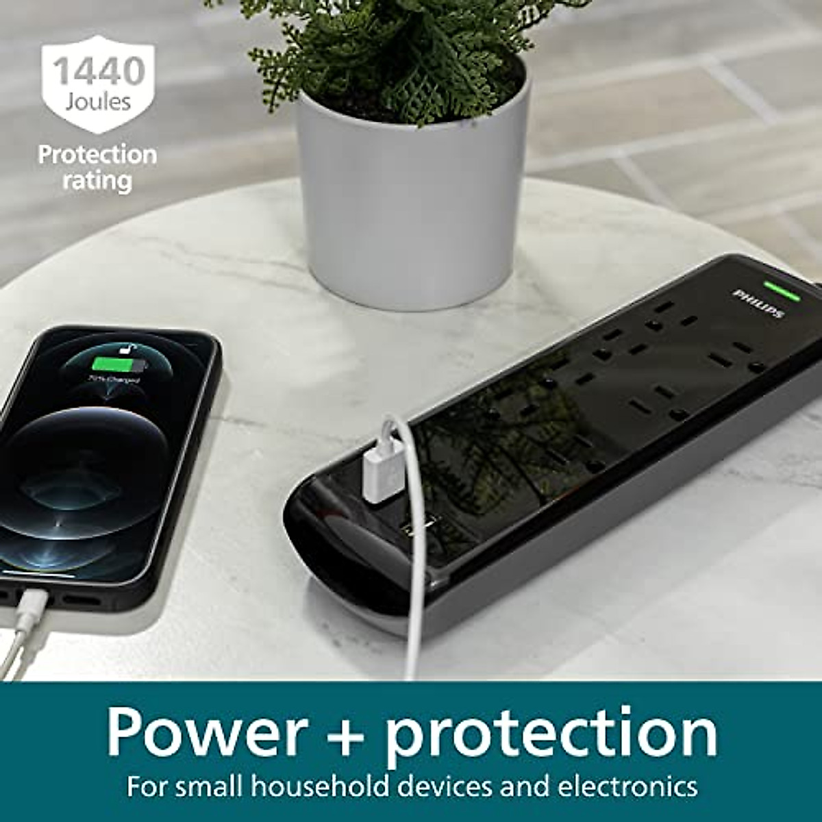 Philips 7-Outlet Surge Protector with USB Charging