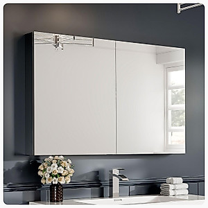 Eviva Elegant Lazy 40-Inch Mirror Medicine Cabinet in Classic White - Illumination-Free Storage Solution